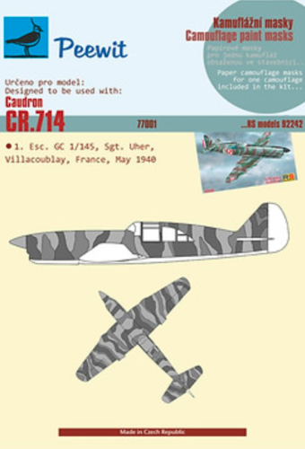 Peewit 77001 Paper Camouflage mask for Caudron CR.714 RS Model