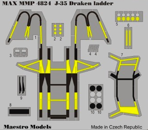 Maestro Models P4824 SAAB 35 Draken ladder color etch