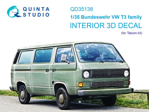 Quinta Studio QD35138 Bundeswehr VW T3 Family - 3D-Printed & Coloured Interior on Decal Paper (for Takom Kits)