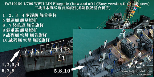 Five Star Model 710150 IJN WWII Flagpole - bow and aft (Easy version for beginners)