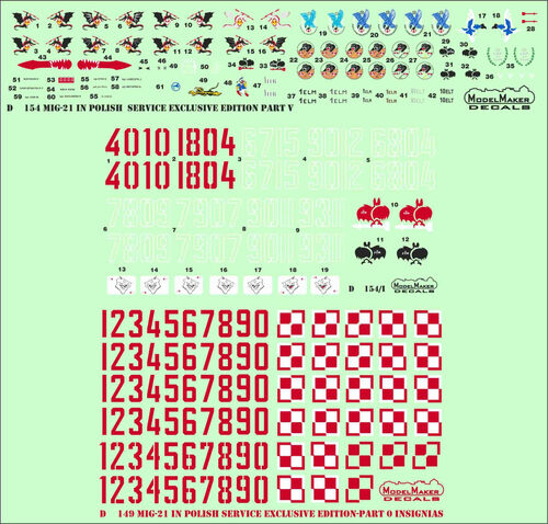 Model Maker Decals D72154 MiG-21 In Polish Service Exclusive Edition Part V
