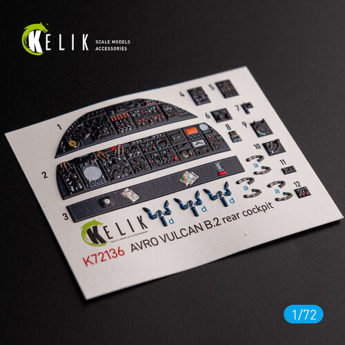 KELIK K72136 Avro Vulcan B.2 Rear Cockpit - Interior 3D Decals For Airfix Kit