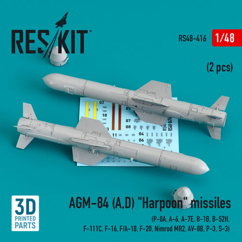 RES/KIT 48-0416 AGM-84 (A,D) "Harpoon" Missiles (2 pcs) (P-8A, A-6, A-7E, B-1B, B-52H, F-111C, F-16, F/A-18, F-20, Nimrod MR2, AV-8B, P-3, S-3)