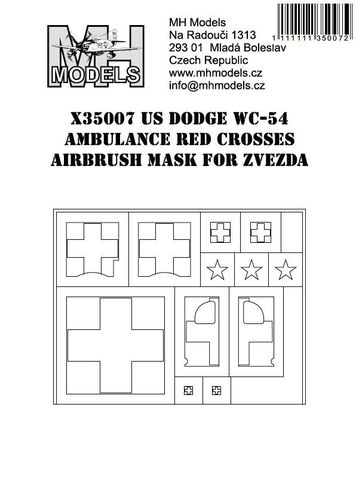 MH Models X35007 US Dodge WC-54 Ambulance Red Crosses Airbrush Mask For Zvezda