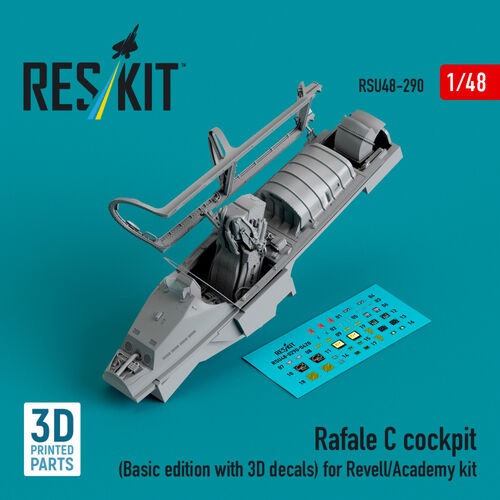 RES/KIT U48-0290 Rafale C Cockpit (Basic Edition With 3D Decals) For Revell/Academy Kit (3D Printed)