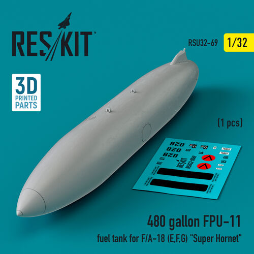 RES/KIT U32-0069 480 Gallon FPU-11 Fuel Tank For F/A-18 (E, F, G) 'Super Hornet' (1pc) (3D Printed)