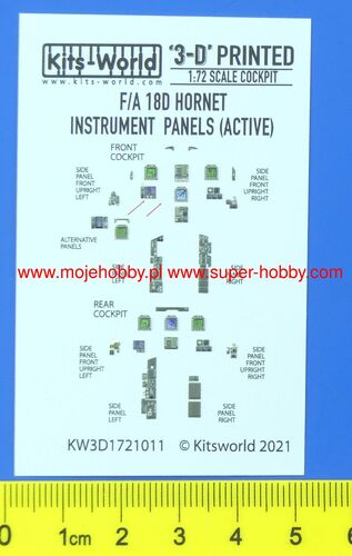 Kits World 3D1721011 F/A-18 D Hornet (screens on) 3D Full colour Instrument Panels (for Academy, Airfix, Hasegawa, Hobby Boss, Italeri and Kinetic Model kits)