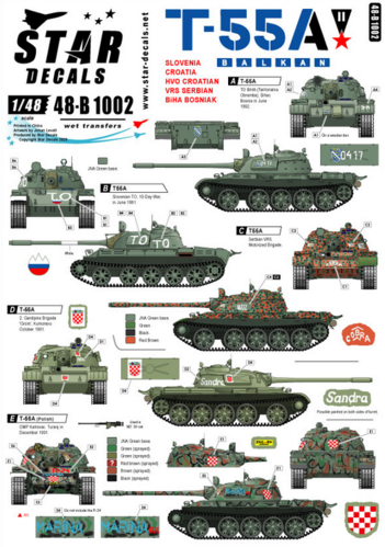 Star-Decals 48-B1002 T-55A Balkan War. 1990s wars in the Balkans/Ex Yugoslavia.