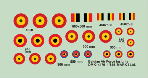 Mark I Decals DMK14479 Belgian Air Force Insignia (2 sheets)