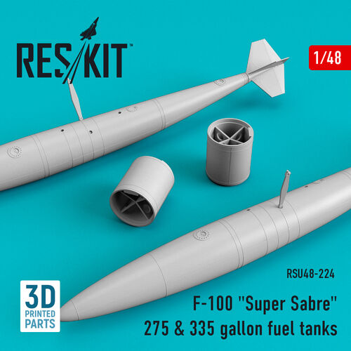 RES/KIT U48-0224 F-100 "Super Sabre" 275 & 335 gallon fuel tanks (3D Printing)