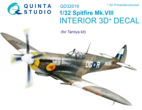 Quinta Studio QD32019 Spitfire Mk.VIII 3D-Printed & coloured Interior on decal paper