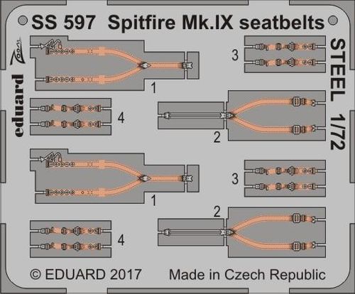 Eduard SS597 Spitfire Mk.IX seatbelts STEEL EDUARD