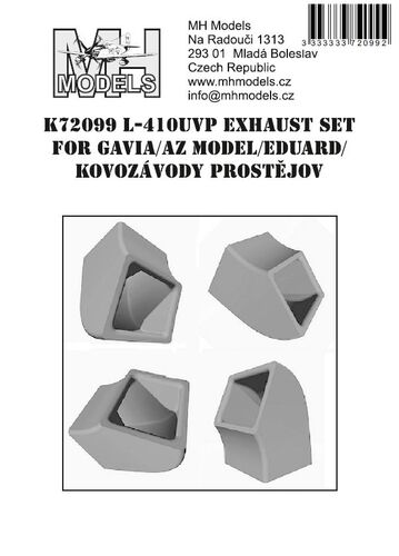 MH Models K72099 L-410UVP Exhaust Set (For Gavia/AZ Model/Eduard/Kovozávody Prostějov)