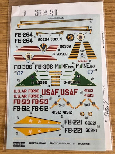 Check Six 72003 McDonnell F-101B / RF-101A Voodoo Decals