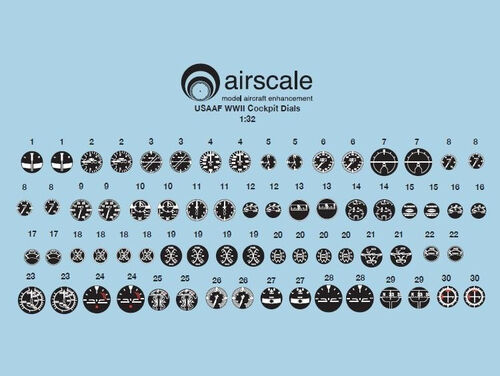 Airscale AS32USA USAAF WWII Instruments Dial Decals (x 58)
