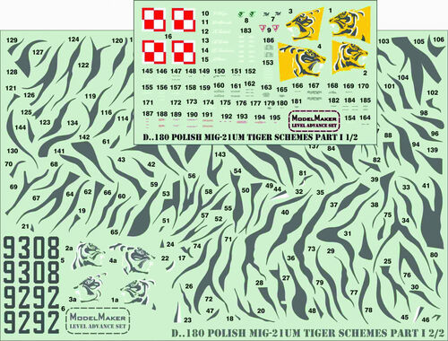 Model Maker Decals D48180 Polish MiG-21UM Tiger Schemes Part I