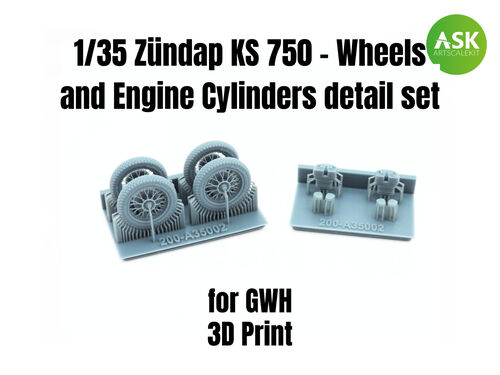 Art Scale Kit A35002 Zündap KS 750 - Wheels and Engine Cylinders Detail Set (recommended for GWH)