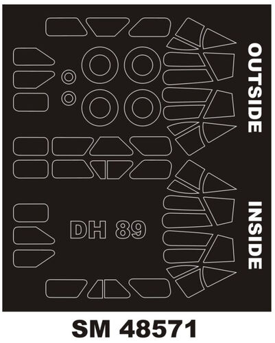 Montex SM48571 de Havilland DH-89 Dragon Rapide - Mini Paint Mask Set (for Armory Kits)
