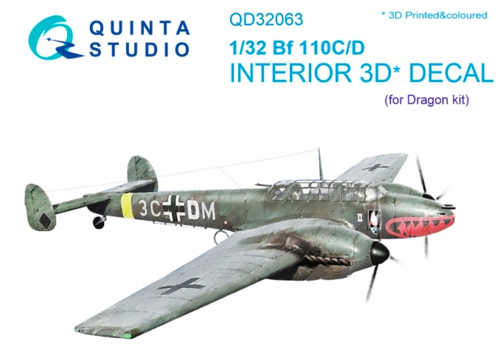 Quinta Studio QD32063 Bf 110C/D 3D-Printed and coloured Interior on decal paper
