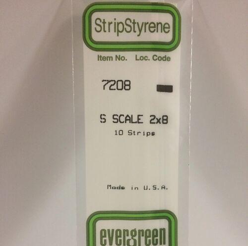 Evergreen 07208 "O" Scale Polystyrene Strip (35 cm) 0,76 x 3,20mm (2 x 8) (1 pc)