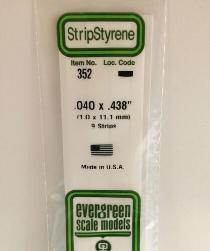 Evergreen 00352 Polystyrene Strip 1 x 11,1 mm (60 cm) (1 pc)