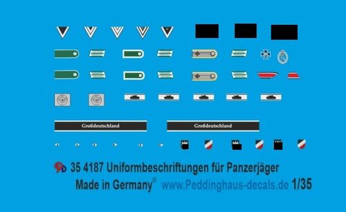 Peddinghaus-Decals 4187 Uniform Insignia For German Tank Hunters