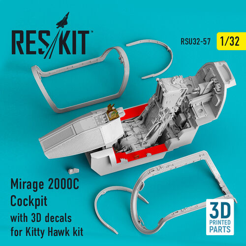 RES/KIT U32-0057 Mirage 2000C Cockpit with 3D decals for Kitty Hawk kit