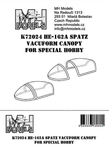 MH Models K72024 He-162A Spatz vacuform canopy