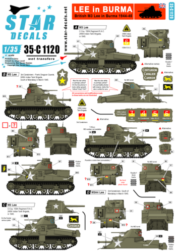 Star-Decals 35-C1120 Lee in Burma. British M3 Lee in Burma 1944-45.