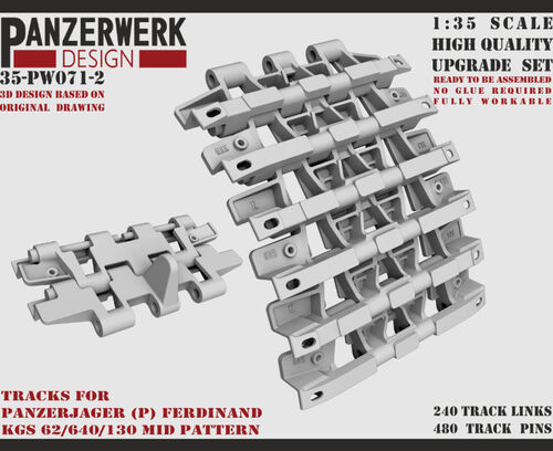 Panzerwerk Design 35-PW071-2 Panzerjager (P) Ferdinand Tracks KGS 62/640/130 Mid Pattern