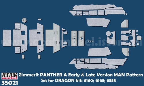 Atak Model 35021 Zimmerit Panther A Early / Late - MAN Pattern (for Dragon kits)