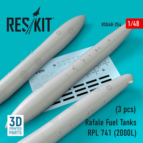 RES/KIT U48-0254 Rafale Fuel Tanks RPL 741 (2000L) (3 pcs) (3D Printing)