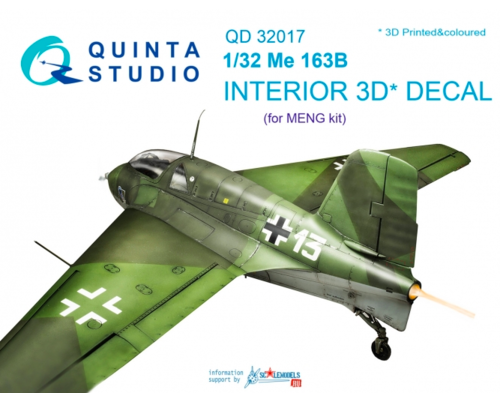 Quinta Studio QD32017 Me 163B 3D-Printed and coloured Interior on decal paper