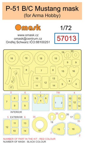 Omask 57013 North American P-51 B/C Mustang Masks (for Arma Hobby kits)