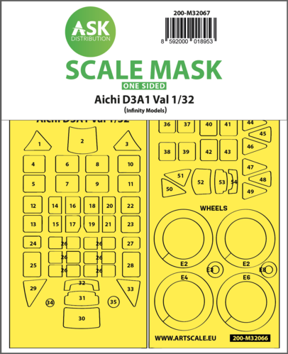 Art Scale Kit M32067 Aichi D3A1 Val One-Sided Express Self Adhesive Mask For Infinity 3206