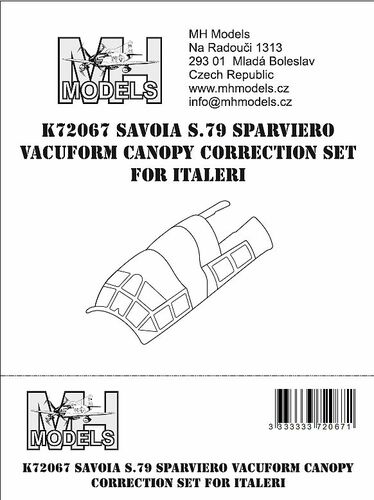MH Models K72067 Savoia S.79 Sparviero vacuform canopy correction set for Italeri