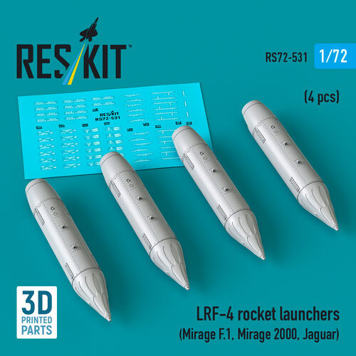 RES/KIT 72-0531 LRF-4 Rocket Launchers (4pcs) (Mirage F.1, Mirage 2000, Jaguar) (3D Printed)