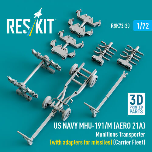 RES/KIT K72-0020 US Navy MHU-191/M (AERO 21A) Munitions Transporter (With Adapters For Missiles) (Carrier Fleet, C-130) (3D Printed Model Kit)