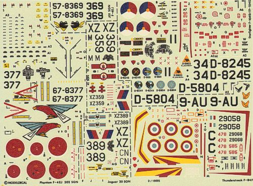 Modeldecal 043 Jaguar GR.1 / F-84F / F-104G / TF-104G and F-4 EJ Decals
