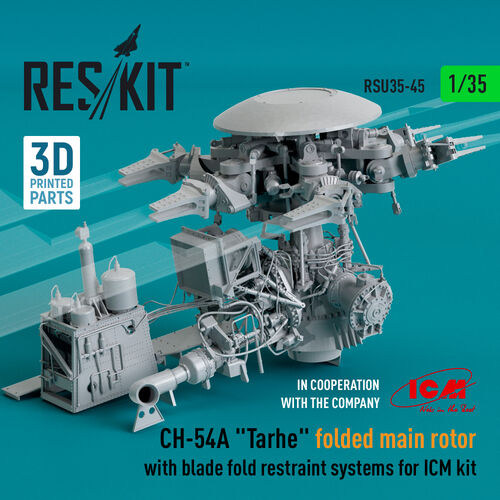 RES/KIT U35-0045 CH-54A 'Tarhe' Folded Main Rotor With Blade Fold Restraint Systems For ICM Kit