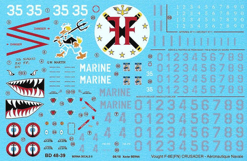 Berna Decals 48039 Vought F-8E Crusader in French Aeronavale Service