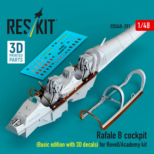 RES/KIT U48-0291 Dassault Rafale B - 3D-Printed Cockpit Basic Edition with 3D Decals (for Revell / Academy Kits)