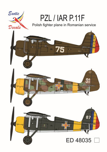 Exotic Decals 48035 PZL/IAR P.11F - Polish Fighter Plane In Romanian Service