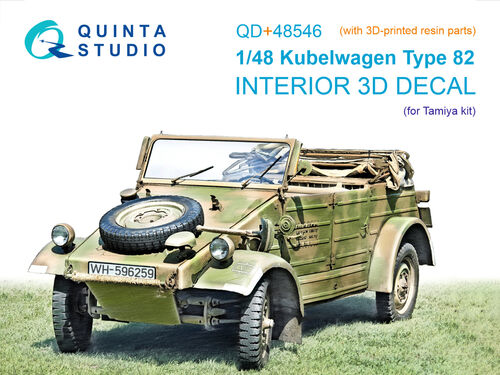 Quinta Studio QD+48546 Kubelwagen Type 82 - 3D-Printed & Coloured Interior on Decal Paper with 3D-printed Resin Parts (for Tamiya Kits)