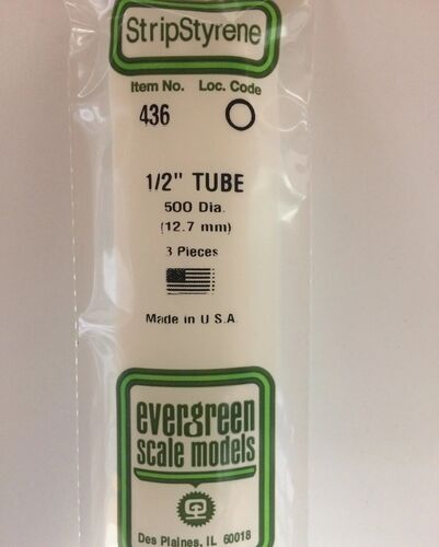 Evergreen 00436 Round Polystyrene Tubes 12,5 mm (60 cm) (1 pc)
