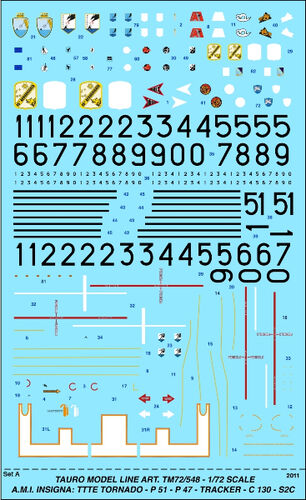 TAURO MODEL 72-548 Tornado / P-51 / P-47 / S-2 F / SB2-C and C 130 in AMI Service - Code and Insignia