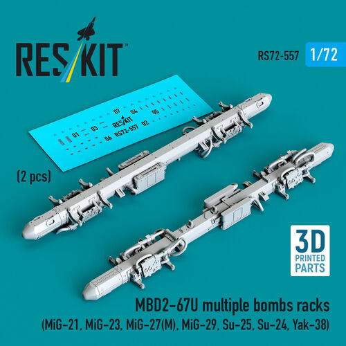 RES/KIT 72-0557 MBD2-U6-67U Multiple Bombs Racks (2 pcs / 3D Printed)