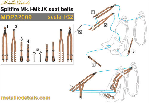 Metallic Details P32009 Supermarine Spitfire Mk.I-Mk.IX - Seat Belts