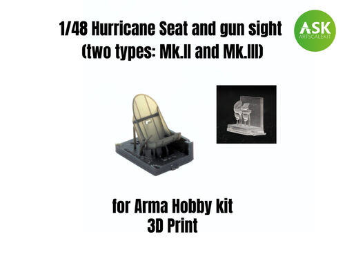 Art Scale Kit A48005 Hawker Hurricane - Seat and gun sight - two types: Mk.II and Mk.III (for Arma Hobby kits)