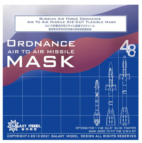 Galaxy-Model C48025 Russian Air Force Ordnance - Air To Air Missile Die-cut Flexible Mask (for GWH Su-27 and Su-35)